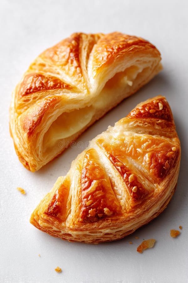 Crisp Cheese-stuffed Puff Pastry Sits on Smooth White Surface. Warm and ...