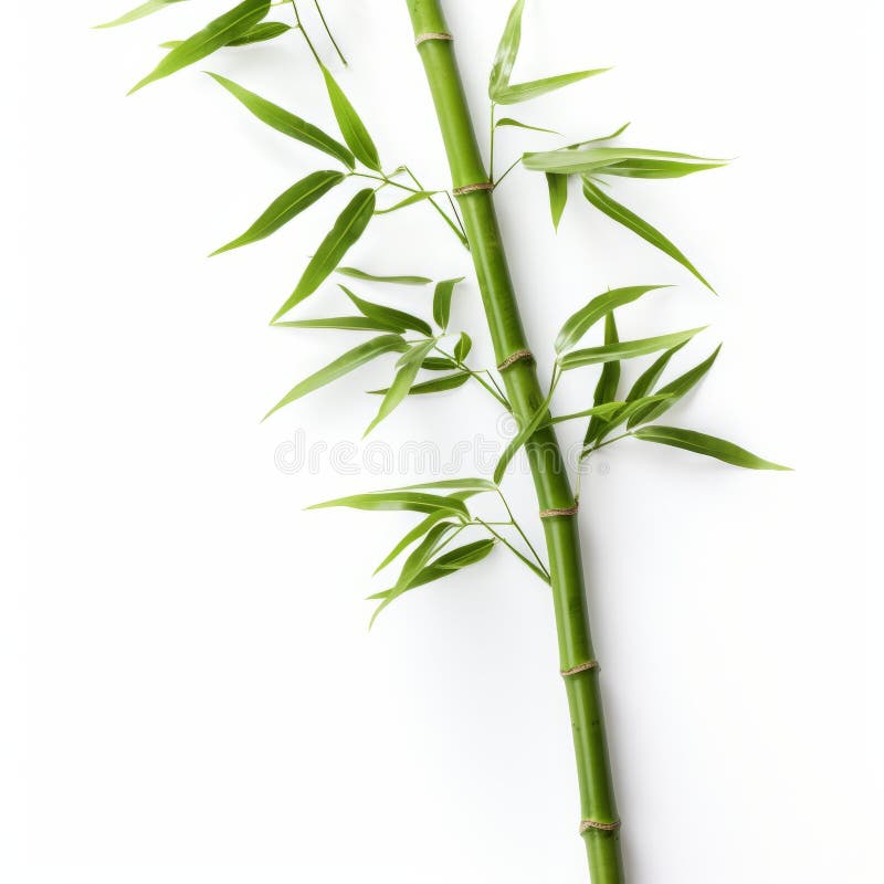 Crisp and Clean Top View of Single Bamboo Stem on White Background ...