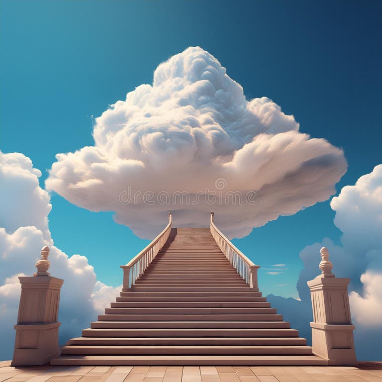 Crisp Cloud Billows. Stark Stairs Stock Illustration - Illustration of ...