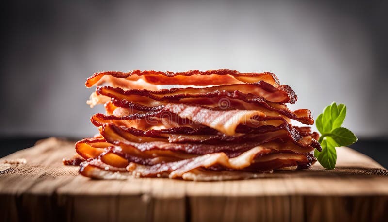 Crisp Cooked Bacon Stack stock image. Image of cutting - 348663155