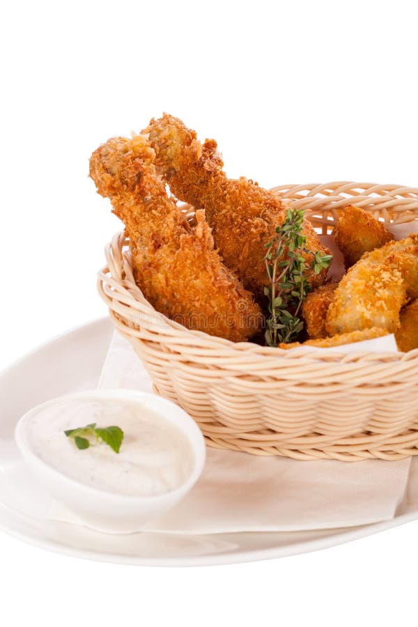 Crisp Crunchy Golden Chicken Legs and Wings Stock Image - Image of ...