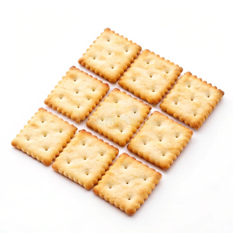 Crispy Square Crackers Isolated on White Background Stock Illustration ...