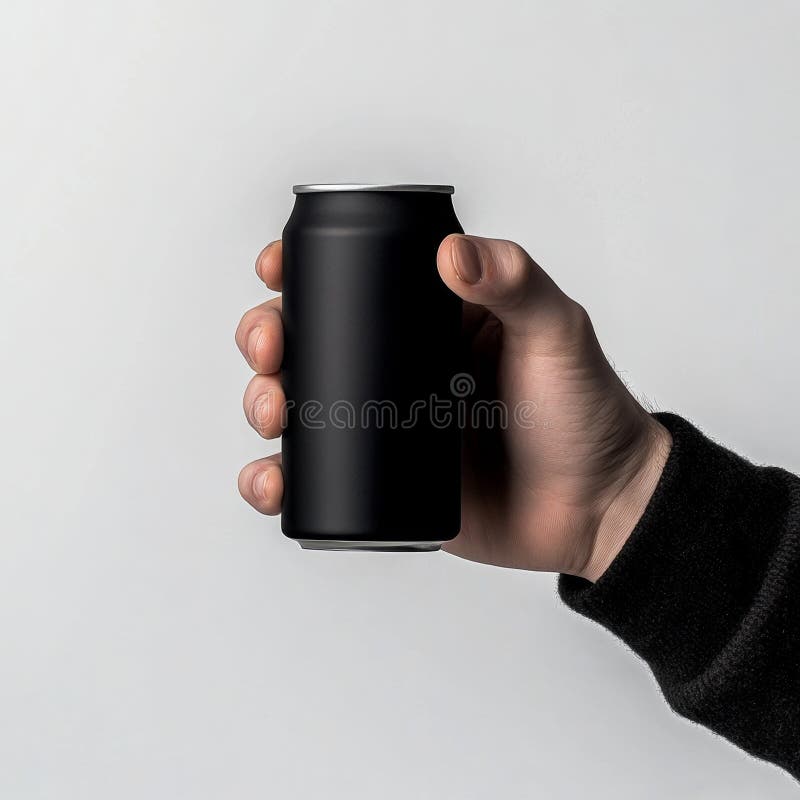 Crisp Fizzy Drink in a Stylish Black Can Stock Image - Image of soft ...