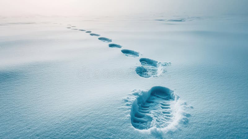 Crisp Footprints on Snowy Field Stock Image - Image of outdoors ...