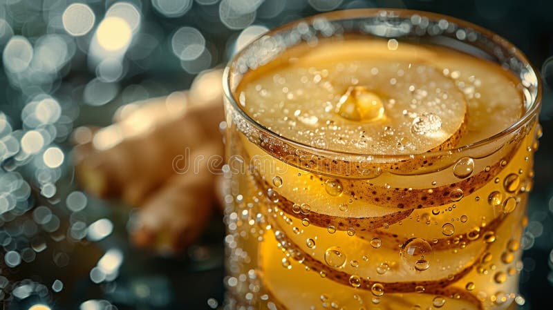 A Crisp Glass of Pear Ginger Juice, Decorated with Pear Slices and a ...