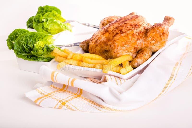 Crisp golden roast chicken stock image. Image of salad - 28369319