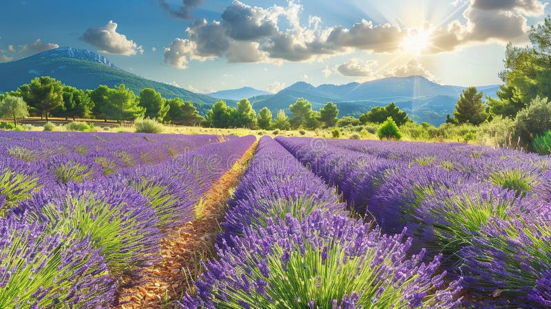 Crisp High Resolution Image of a Field of Blooming Lavender in Provence ...