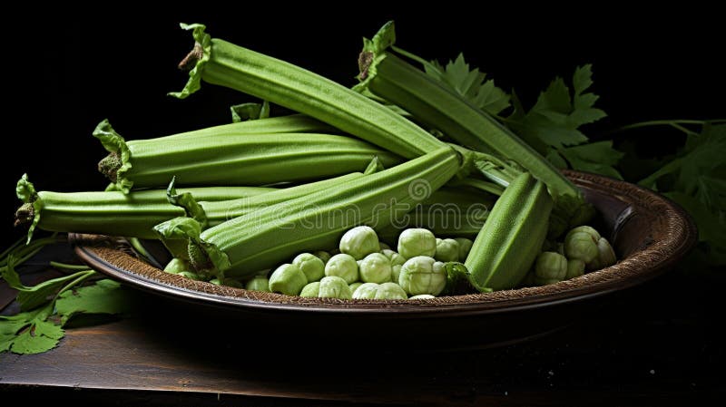 Crisp Okra Arrangement Composition Stock Illustration - Illustration of ...