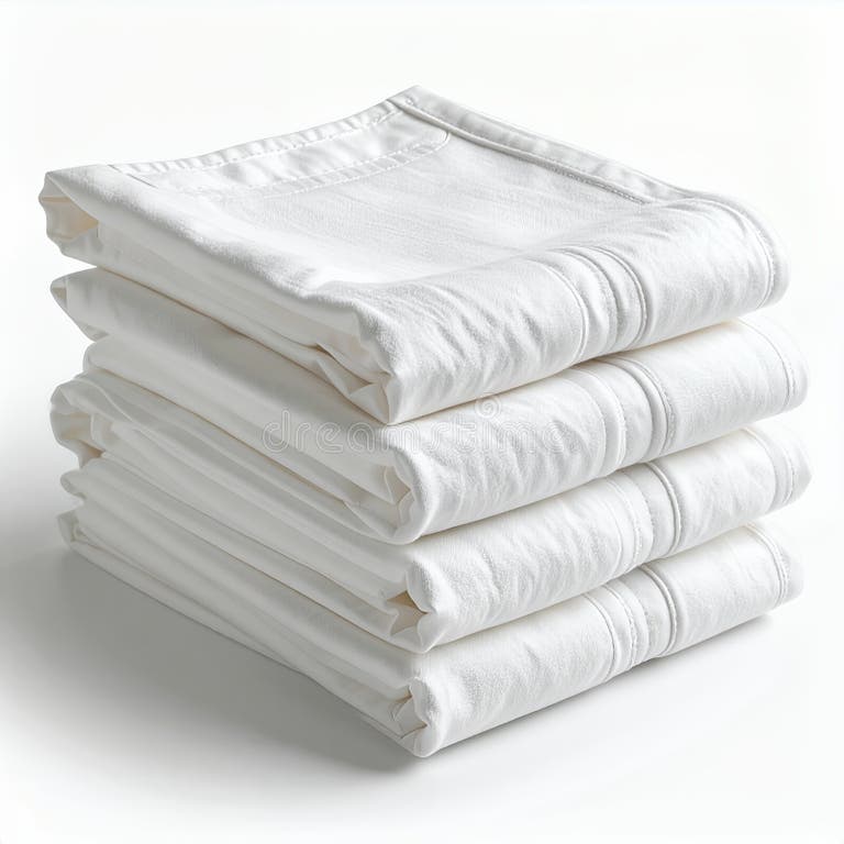 Crisp Stack of Pristine White Fabric Squares Exhibiting Subtle Textures ...