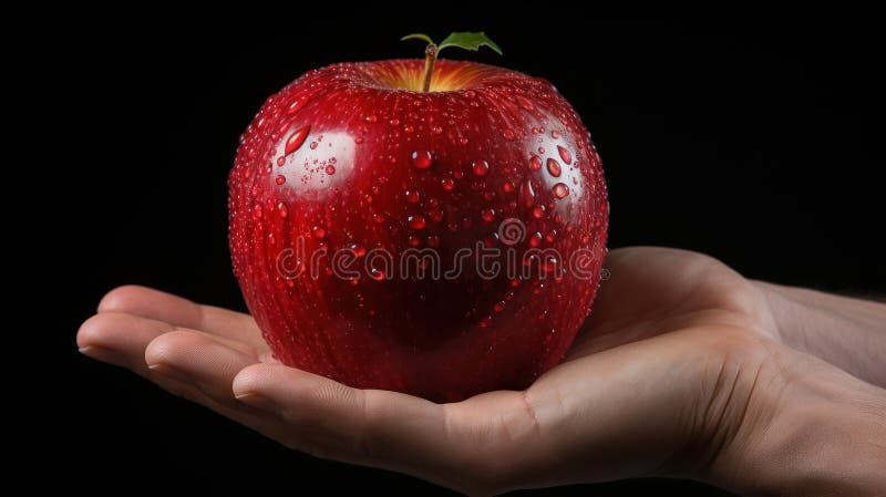 The Crisp Temptation: a Hand Holding a Red Apple Stock Illustration ...