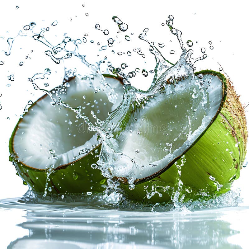High-Speed Capture of Cracked Open Coconut with Splashing Coconut Water ...