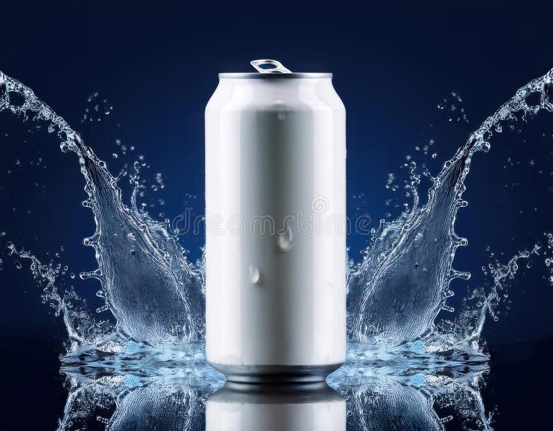 Crisp White Can with Evenly Split Water Splash Stock Image - Image of ...