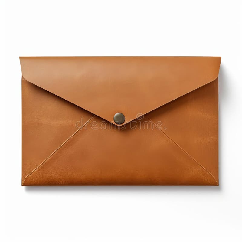 Sophisticated Tan Leather Envelope with Modern Minimalist Design Stock ...