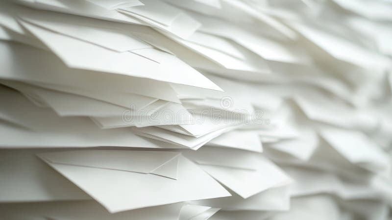 Crisp White Envelopes Stacked High Correspondence Invitations and ...