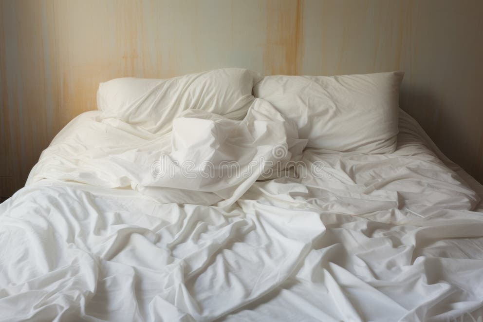 Crisp White Sheets Folded Neatly on a Bed Stock Photo - Image of ...