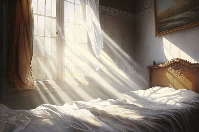 Crisp White Sheets, Sun Rays, and Warm Breeze Coming through the Window ...