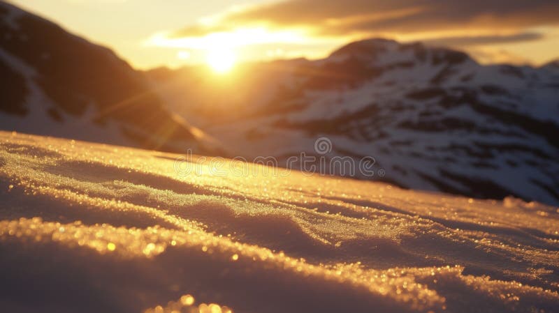 The Crisp White Snow Peaks Reflect the Warm Tones of the Setting Sun ...