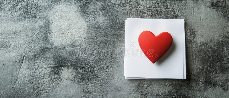 Heartfelt Reminder White Sticky Note with Vibrant Red Heart on a Smooth ...