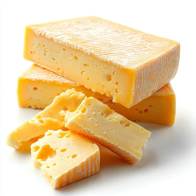 On a Crisp White Surface, a Full Block of Cheddar Cheese is Positioned ...