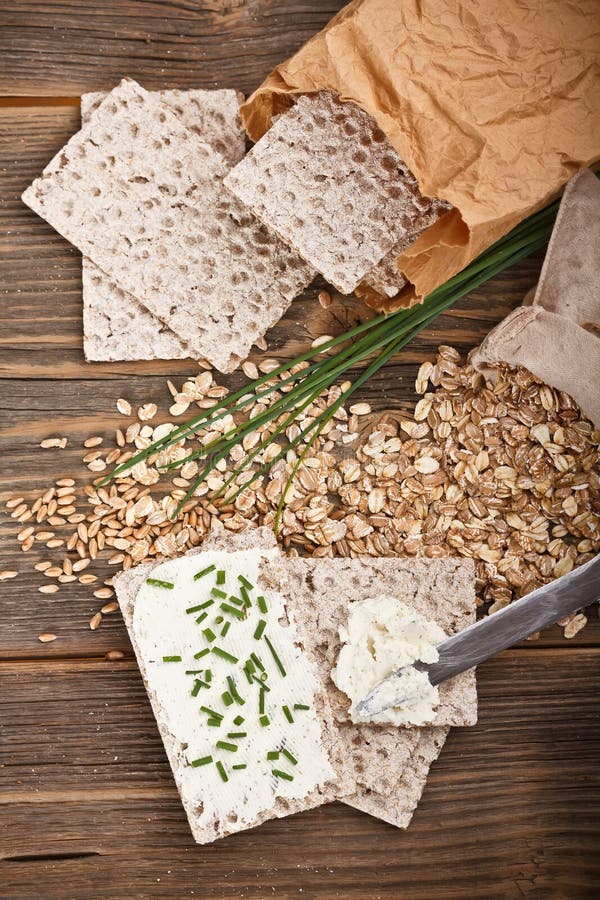 Crispbread stock photo. Image of cream, creme, chives - 28177638