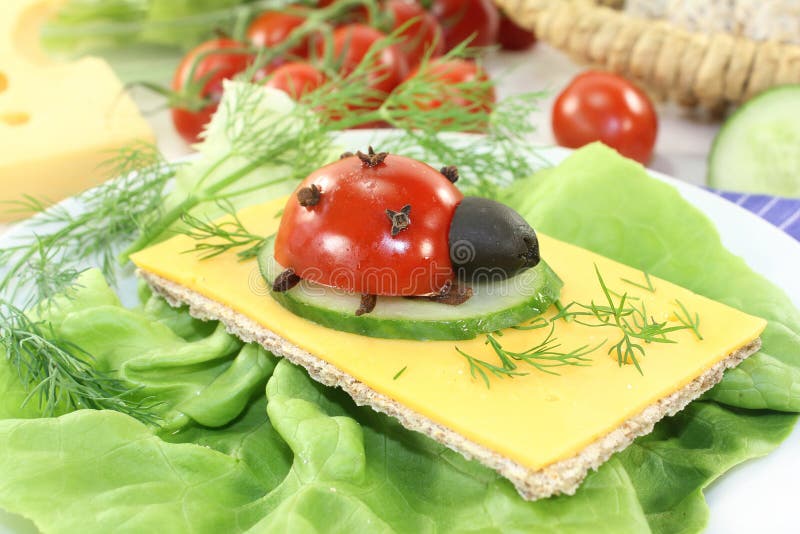 Crispbread with ladybug stock photo. Image of diet, white - 45560462