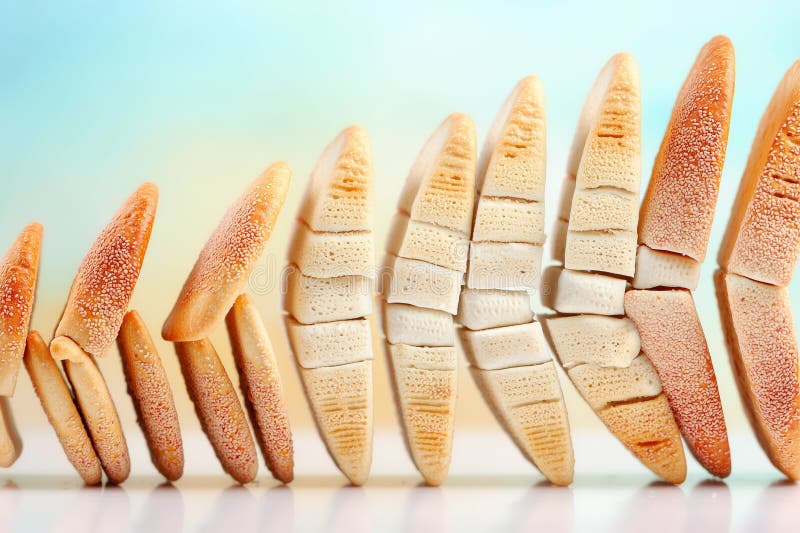 Crispbread Slices Aligned in a Minimalist Style on Pure White ...