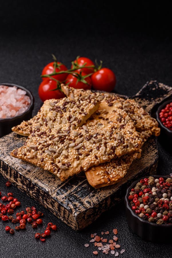 Crispbread, Thin Bread with Seeds and Grains, a Baked Cracker ...