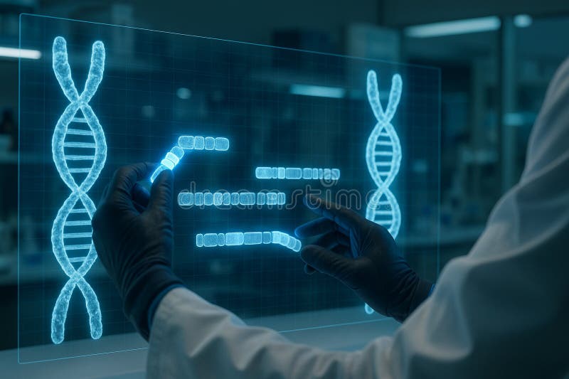 CRISPR DNA Editing on Holographic Interface Stock Illustration ...