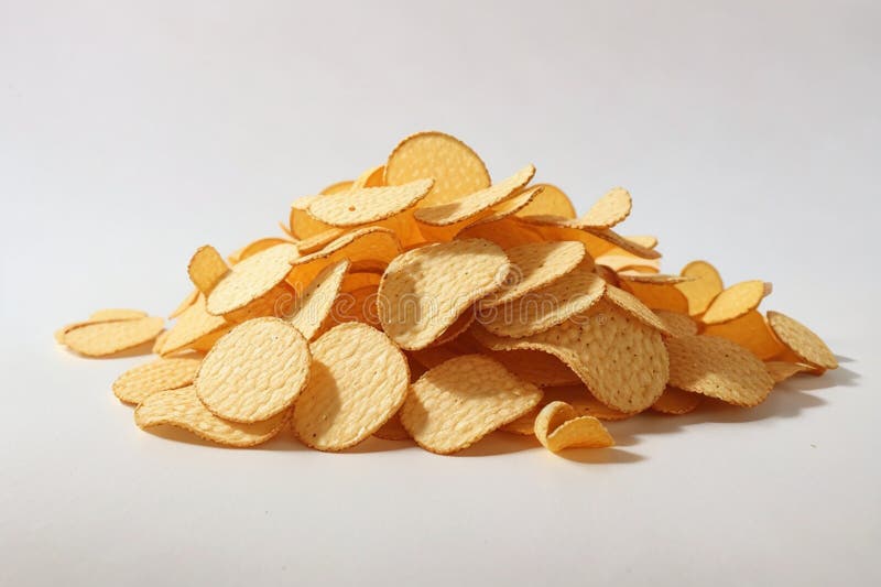 Crisps in a Small Pile Isolated on a White Background Stock ...