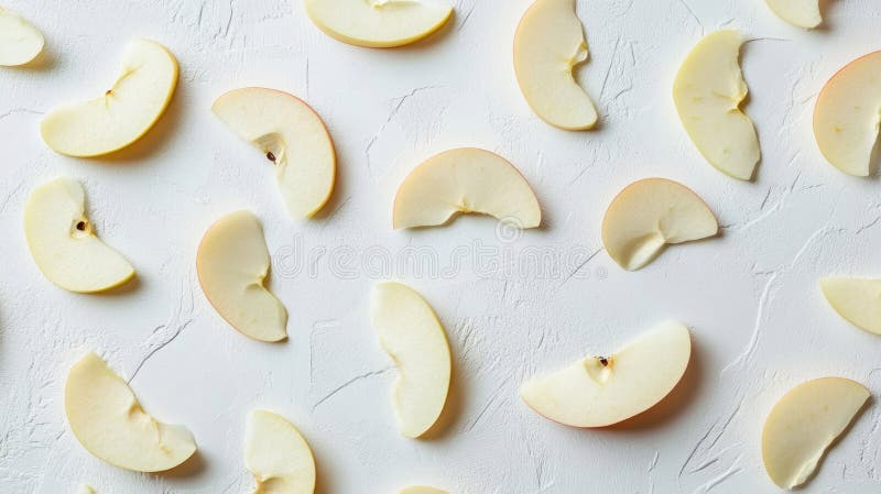 Crispy Apple Slices on a Light Background Top View Stock Illustration ...