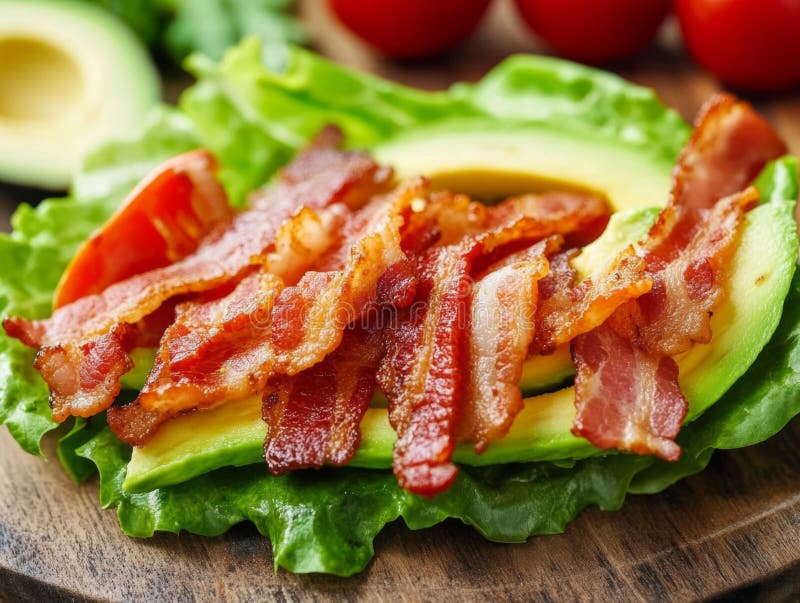 Crispy Bacon and Avocado on a Bed of Lettuce Stock Illustration ...