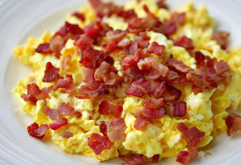 With Crispy Bacon Bits Scrambled Eggs with Small Pieces of Crisp Stock ...