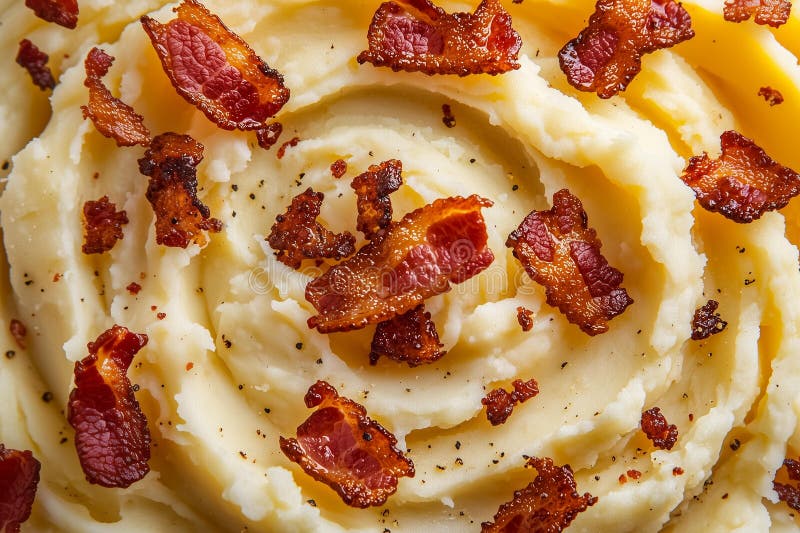 Crispy Bacon Bits with Swirling Mashed Potatoes, Flavorful Inspiration for Hearty Meals. Stock ...
