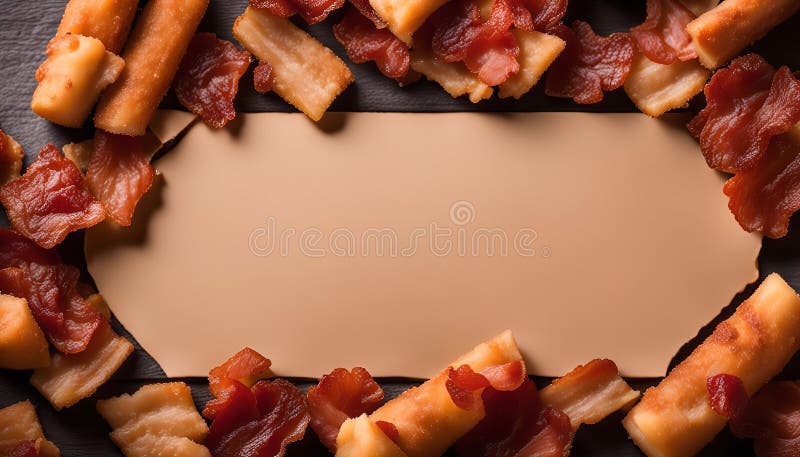 Crispy Bacon Border on a Tan Background Stock Image - Image of frame ...