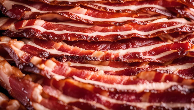 Crispy Bacon Close-Up stock illustration. Illustration of snack - 348525358