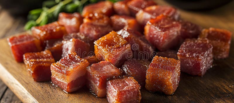 Crispy Bacon Cubes Appetizer Food Photography High Quality Image Stock ...