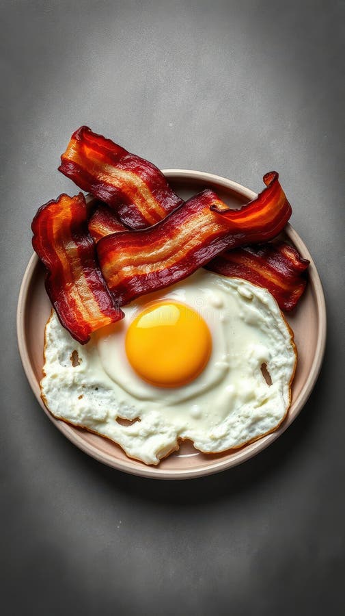 Crispy Bacon and Fried Egg Served on a Beige Plate for a Hearty ...