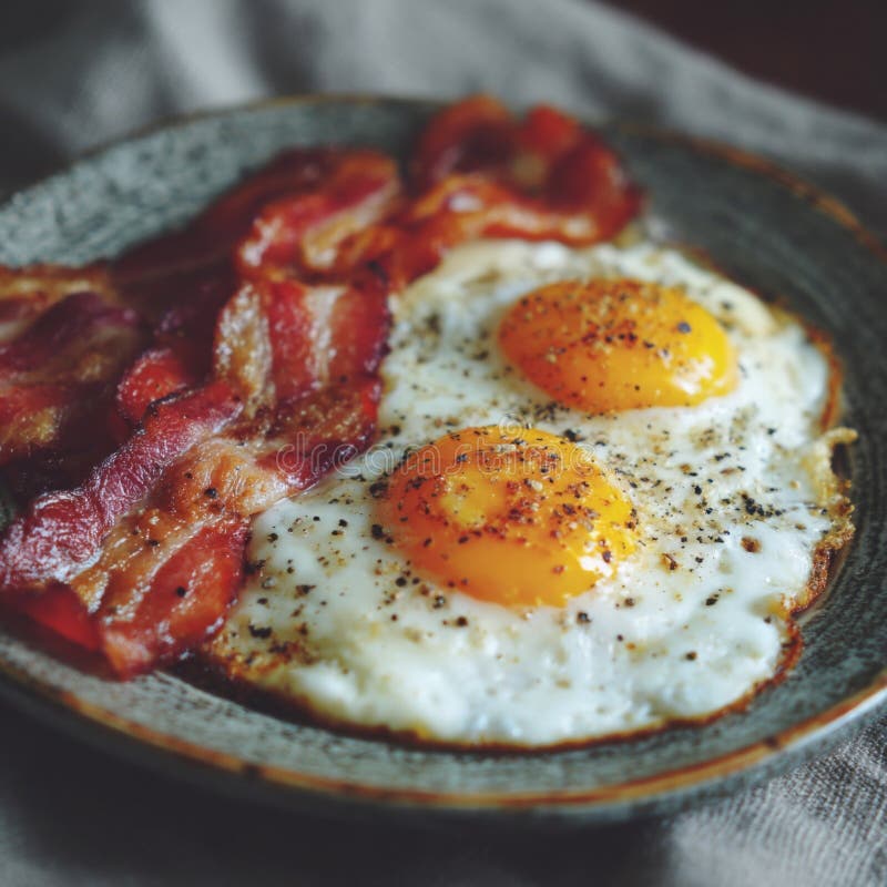 Crispy Bacon and Fried Eggs Breakfast Plate Stock Illustration ...