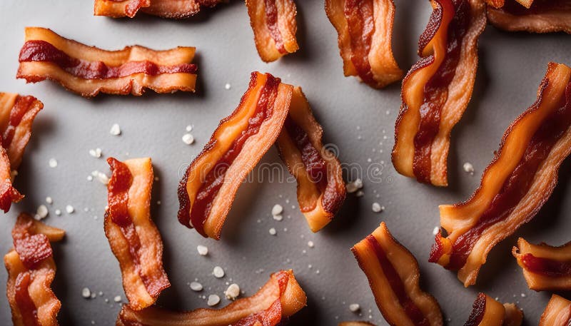 Crispy Bacon on a Grey Surface Stock Illustration - Illustration of ...