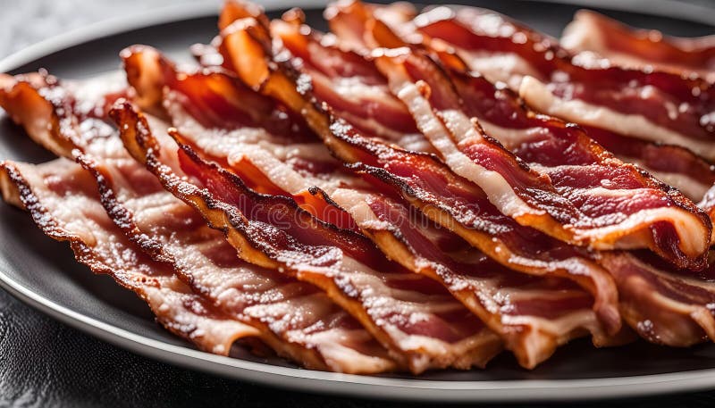 Crispy Bacon on a Plate stock illustration. Illustration of dinner ...