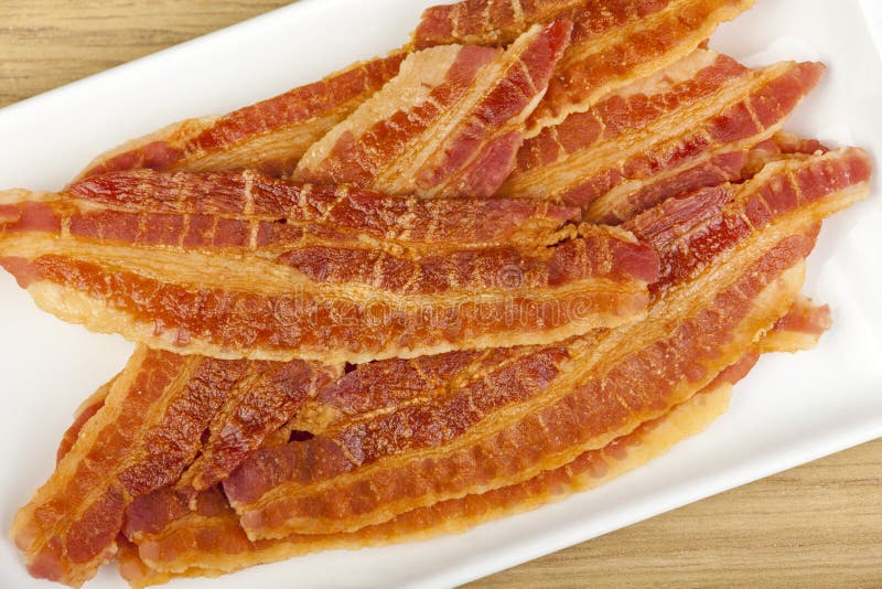 Crispy Bacon Rashers Prepared on a Platter Stock Photo - Image of diet ...