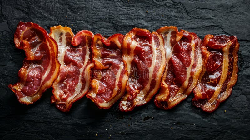 Crispy Bacon Slices Arranged Dark Background Stock Photos - Free ...