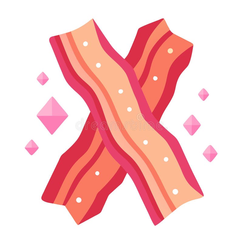 Crispy Bacon Slices with Pink Sugar Crystals Stock Vector ...