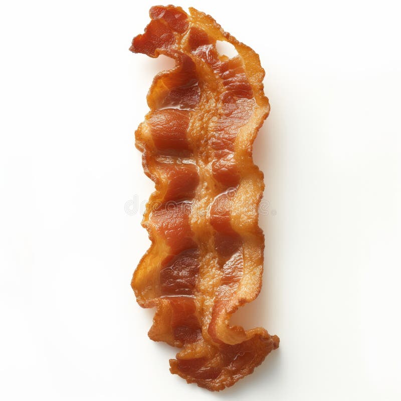 Crispy Bacon Strip on White Background Stock Photo - Image of pork ...