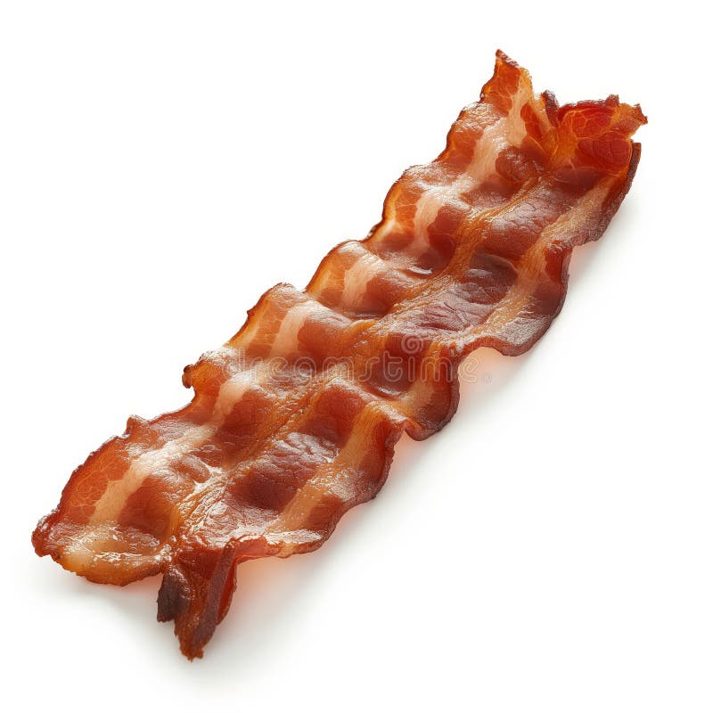 Crispy Bacon Strip on White Background Stock Photo - Image of detail ...