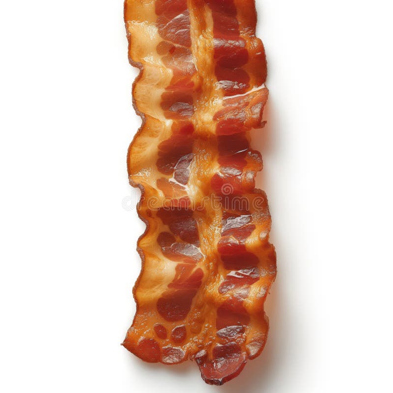 Crispy Bacon Strip on White Background Stock Photo - Image of grill ...