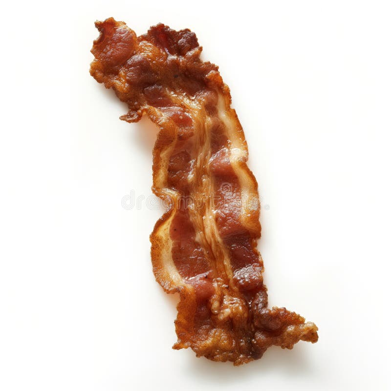 Crispy Bacon Strip on White Background Stock Photo - Image of taste ...
