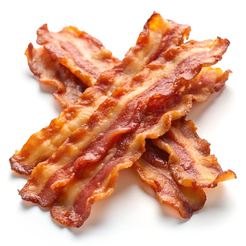 Crispy Bacon Strips Delicious Breakfast Food Isolated on White ...