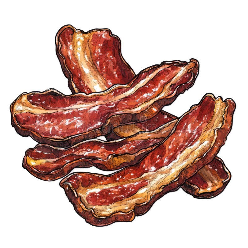 Crispy Bacon Strips Illustration Stock Image - Illustration of food ...
