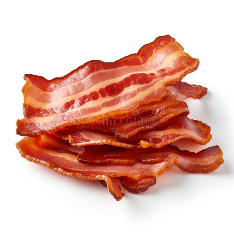 Crispy Bacon Strips Isolated on White Background. Generative Ai Stock ...